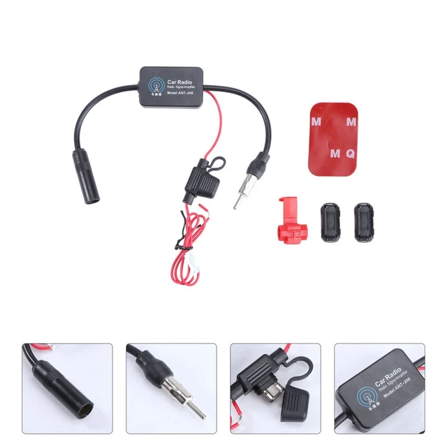 FM CAR ANTENNA Amplifier Signal Amplifier Antenna Receive Device (Black ...