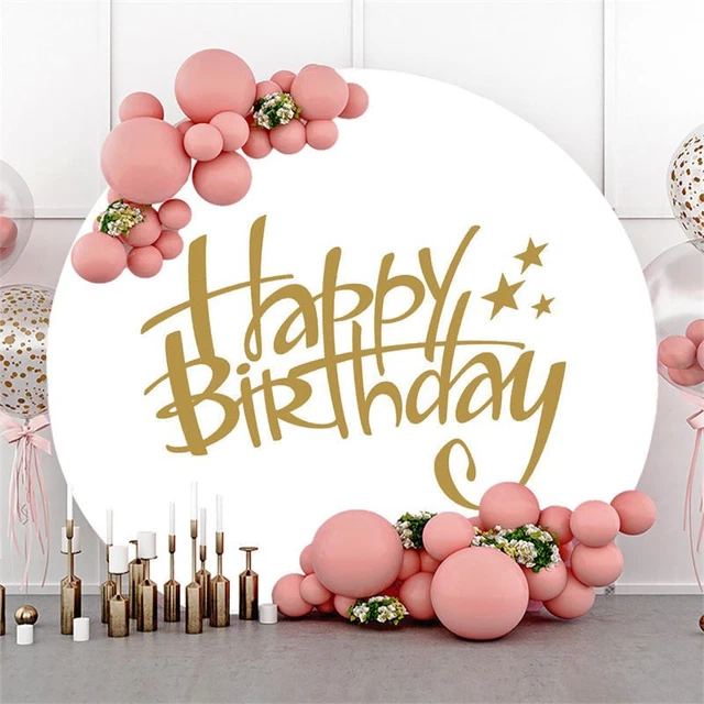 GOLD STAR ROUND Happy Birthday White Backdrop For Party $36.09 ...