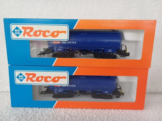 ROCO HO GAUGE 46984 SBB CFF FFS Blue Bogie Tank Wagons X 2 Models £44.99 - PicClick UK
