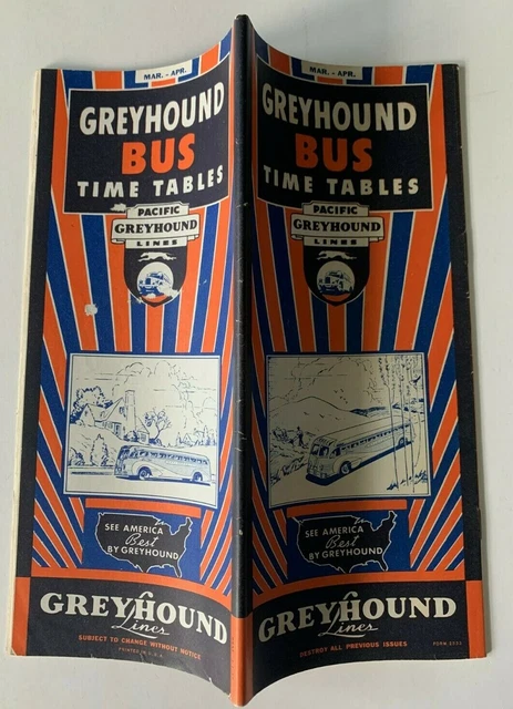 VINTAGE MARCH 1937 Greyhound Bus Timetable Brochure Pacific Greyhound ...