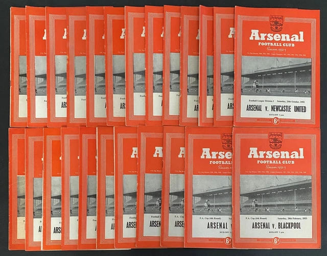 ARSENAL 1952/1953 SEASON - Complete set of Championship season home ...