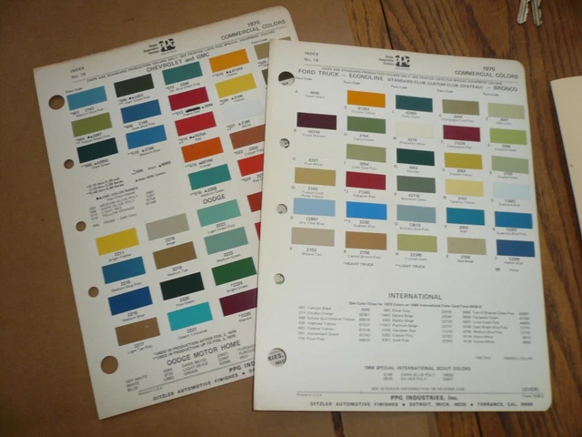 1970 FORD CHEVROLET Dodge Truck Commercial Ditzler Color Chips - 2 for ...