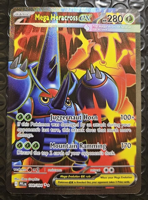 MEGA HERACROSS EX 2025 Pokemon Phantasmal Flames Ultra Rare 108/094 ...