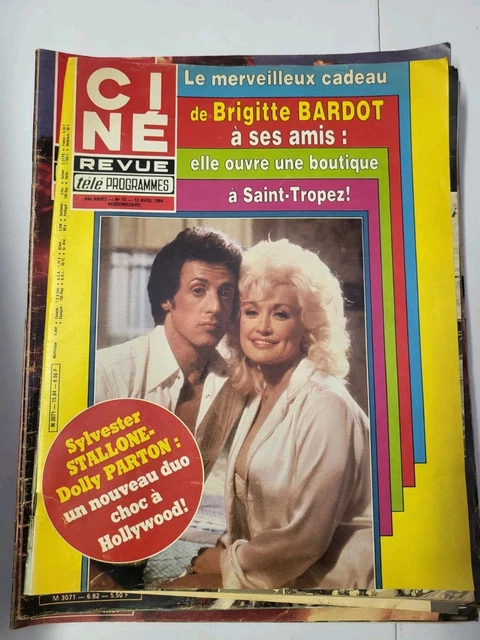MAGAZINE CINÉ REVUE Avril 84 Stalonne-dolly Parton-bardot EUR 4,00 ...
