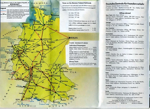 TRAVEL BY RAIL in Germany Brochure 1950's Maps and Information £70.97 ...