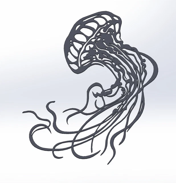 3 DXF FILE Marine Jellyfish stinging Cutter Art Laser Cut Plasma Router ...