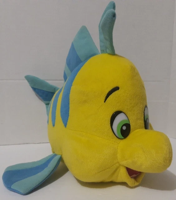 DISNEY THE LITTLE Mermaid Flounder 13" Plush Figure Yellow Blue Fish ...