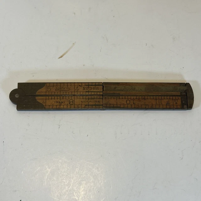 VINTAGE LUFKIN NO 388 12" Folding Rule Hand Tool Ruler Tape Wood ...