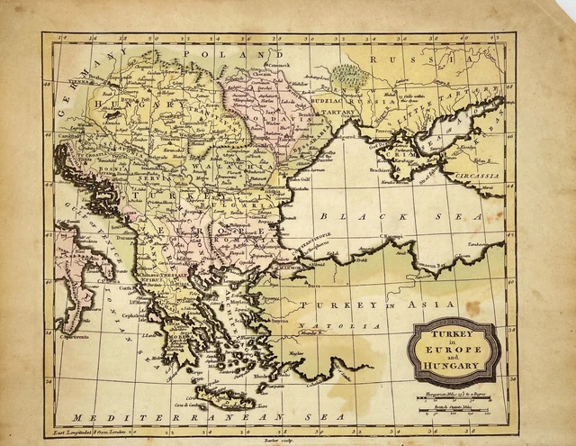 ANTIQUE MAP OF Europe - Map of Turkey & Hungary - Istanbul - James ...