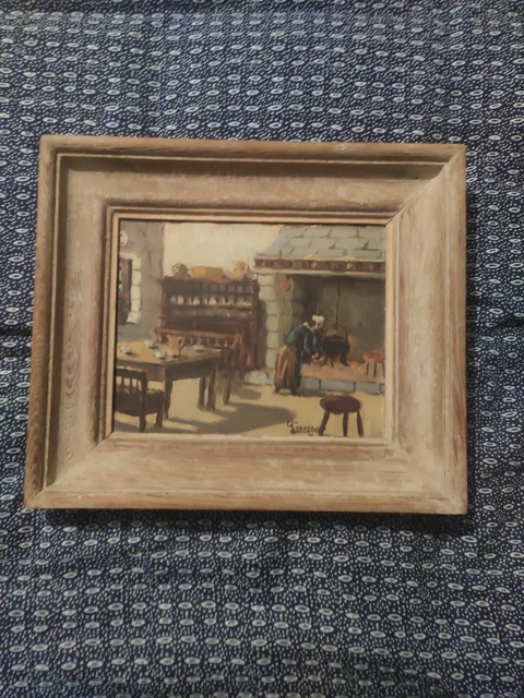 ANCIEN TABLEAU HUILE SUR TOILE SIGNE scene de genre EUR 39,00 - PicClick FR