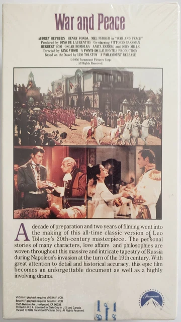 WAR AND PEACE 2 Tape Set VHS format 1990 Factory Sealed Unopened £16.95 ...