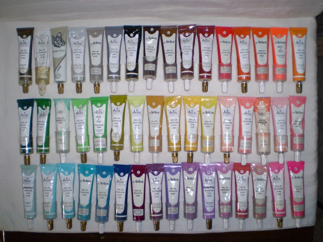 ARTEX FABRIC PAINT Liquid Embroidery 48 Vintage Ball Point Tip Roll On ...