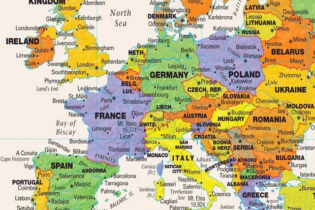 MAP OF THE World Wall Chart Poster Mural School Classroom Home Decor ...