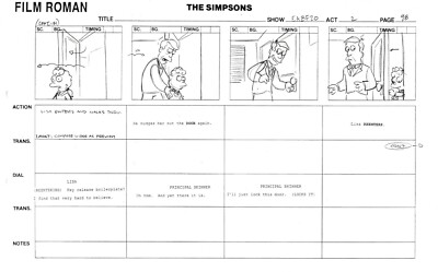 THE SIMPSONS PRODUCTION Animation Storyboard PHOTOCOPY FOX 2003 p98 £22 ...