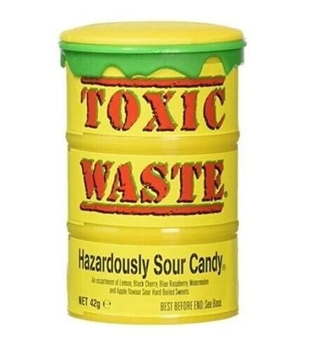 2X TOXIC WASTE Assorted Yellow & Purple Drum Sour Candy Hard Boiled ...
