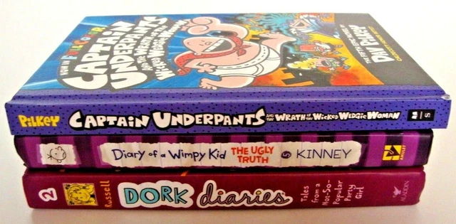 CAPTAIN UNDERPANTS, DORK Diaries, Diary Of A Wimpy Kid - Mixed Lot Of 3 ...