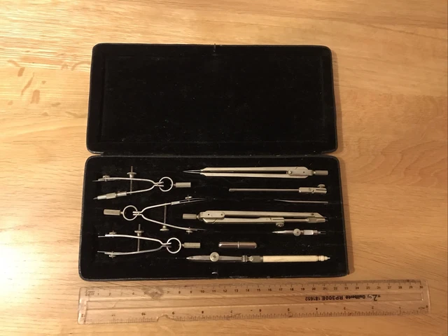 VINTAGE TECHNICAL DRAWING, maths, engineering set in old box (unbranded ...