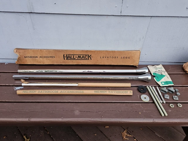 VINTAGE HALL-MACK CHROME Lavatory Bathroom Wall Mount Sink Legs MCM ...