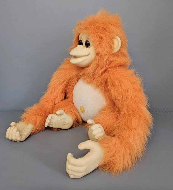 VINTAGE HOSUNG TALKING Orange Monkey Plush Soft Toy 15" 2003 Working £ ...