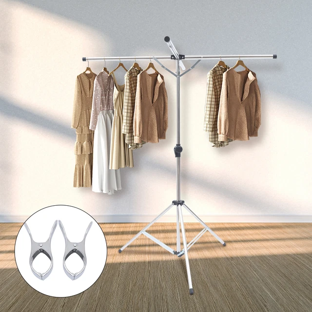 PORTABLE TRIPOD CLOTHES Drying Rack Steel Laundry Coat Foldable Stand ...