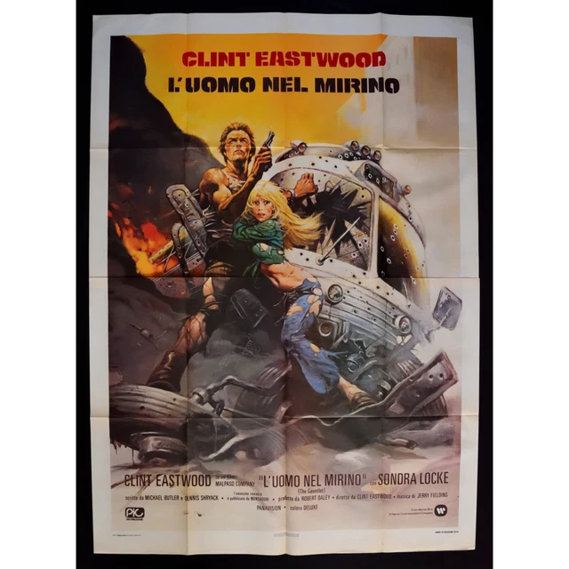 AFFICHE L'HOMME DANS Le Viseur Clint Eastwood Moto Harley Davidson Gant ...