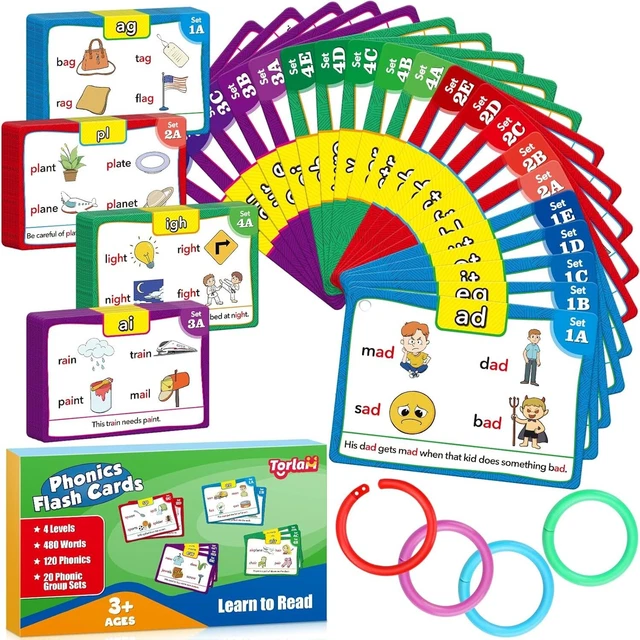 PHONICS FLASH CARDS Learn to Read Spelling Reading Sight Words Phonics ...