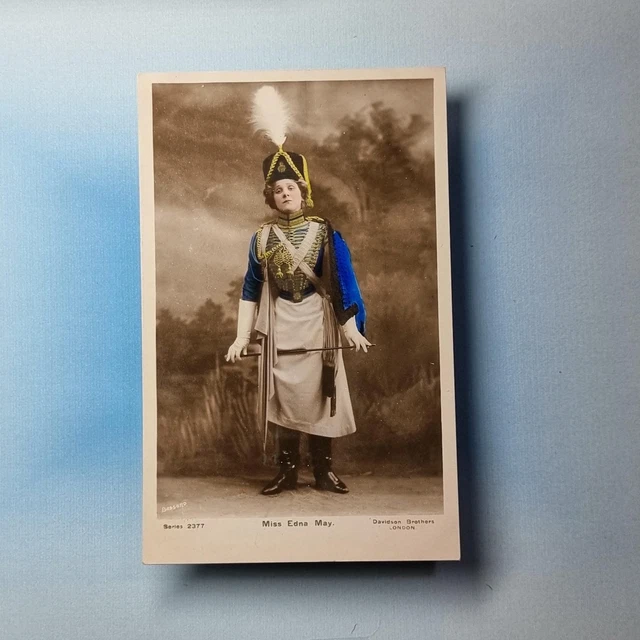 EDWARDIAN ACTRESS EDNA May Soldier Costume Postcard C1905 Real Photo ...