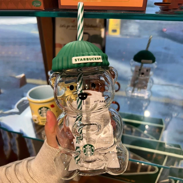 2026 STARBUCKS BEARISTA Bear Glass Jar Cold Cup w/Straw Holiday Xmas ...
