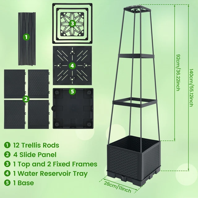 RAISED GARDEN BED with Trellis Height Adjustable Gardening Trellis with ...