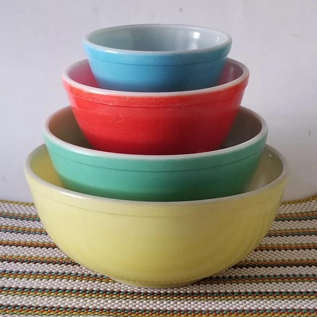 VINTAGE PYREX MIXING Bowls Primary Colors 4PC SET 1950s $75.25 - PicClick