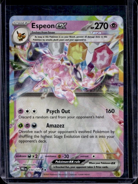 2025 POKEMON SV Prismatic Evolutions Espeon ex Double Rare #034/131 £0. ...