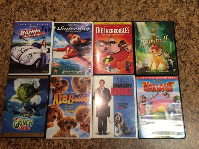 LOT OF 8 Kids DVDs (7 DISNEY) Incredibles Bambi II Air Buddies Underdog ...