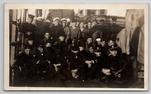 RPPC WW1 GROUP US Navy Officer's and Sailors On Ship Real Photo ...