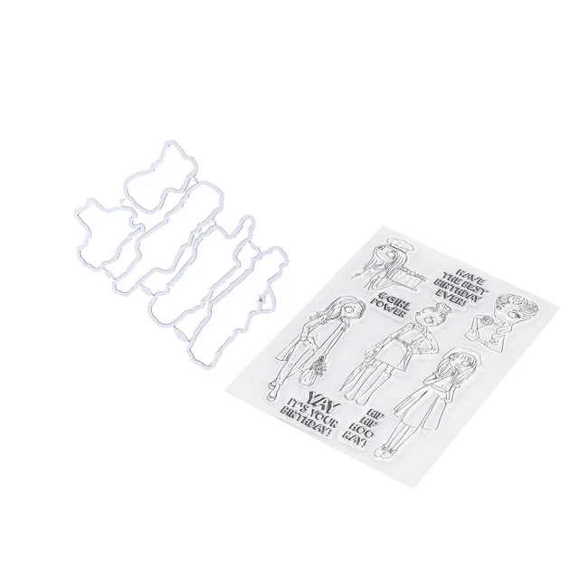 .CLEAR STAMP KIT Unique Shape Decorative Transparent Template Embossing ...
