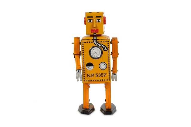HANDMADE MECHANICAL CLOCKWORK ROBOT LILLIPUT Wind Up Walking Tin Toy 3. ...