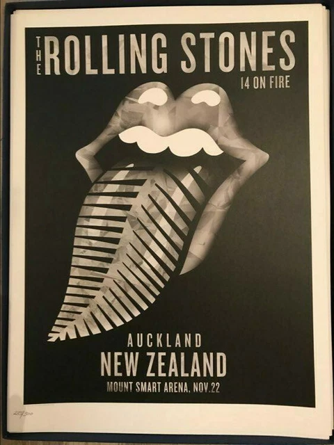 ROLLING STONES 14 on fire tour poster lithograph australia New Zealand ...
