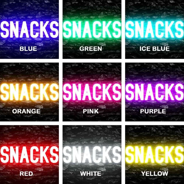 SNACKS CAFE FOOD Restaurant Open Decor Display Flexible Custom Neon ...