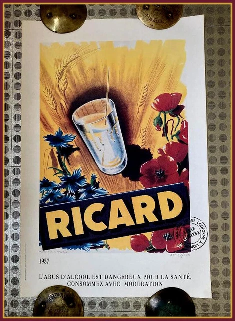 5 AFFICHES DIFFERENTES posters RICARD circa 1970 série limitée ...