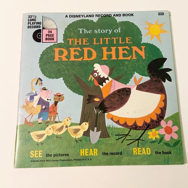 VINTAGE 1968 THE Story of the Little Red Hen 7 Inch Record and Book $15 ...