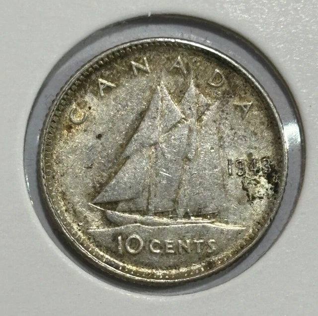1943 CANADA 10 Cents - George VI 0.800 Silver Coin $4.99 - PicClick AU