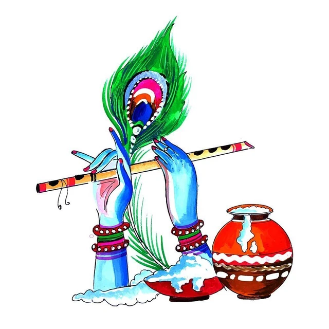INDIAN TRADITIONAL KRISHNA Flute & Mor Pankh Wall Sticker £16.72 ...