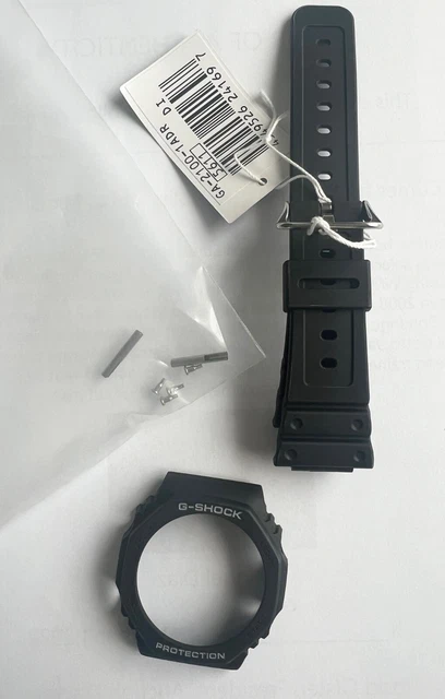 SET LUNETTA CINTURINO protezione nucleo Casio G-SHOCK nero carbonio ga-2000 nuovo per orologio ...