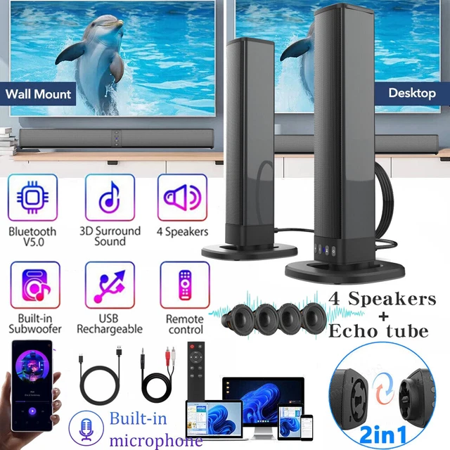 20W TV SOUND Bar Home Theater Subwoofer Wireless Soundbar Bluetooth5.0 ...