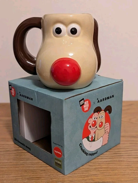 WALLACE & GROMIT RARE 3D Gromit Mug Aardman Red Nose Day Comic Relief ...