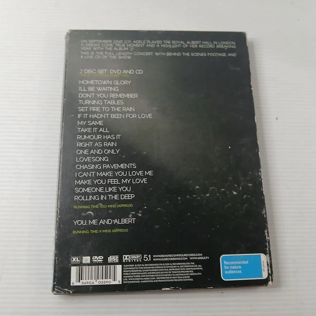 LIVE AT THE Royal Albert Hall by Adele (CD & Dvd, 2011) $14.99 ...