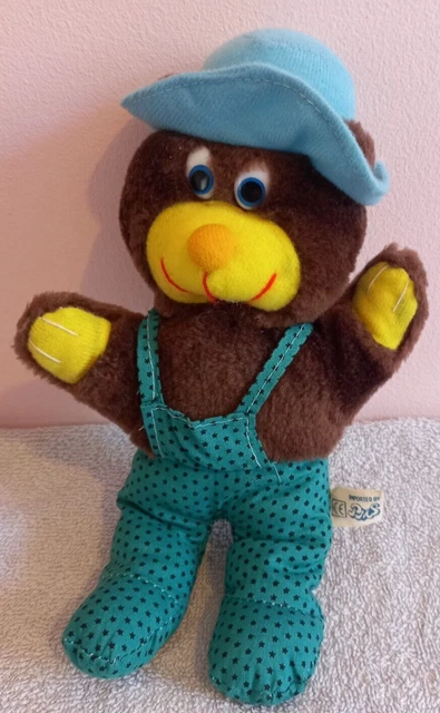 VINTAGE PMS TEDDY Bear In Green Dungarees & Blue Hat Soft Toy Plush £12 ...