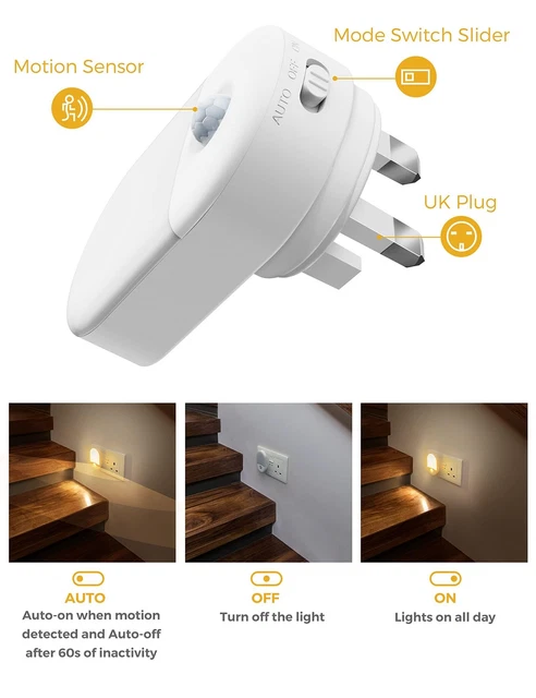 LOHAS LED MOTION Sensor Night Light Plug into Wall 1 Pack Motion Sensor ...