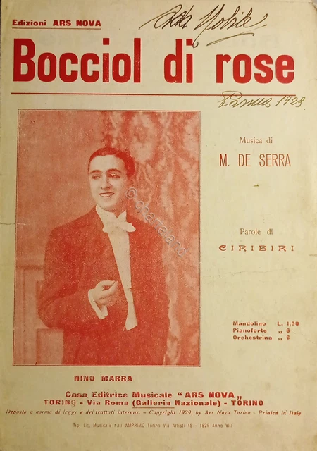 SPARTITI - BOCCIOL di Rose di M. De Serra - Nino Marra - 1929 EUR 9,99 ...
