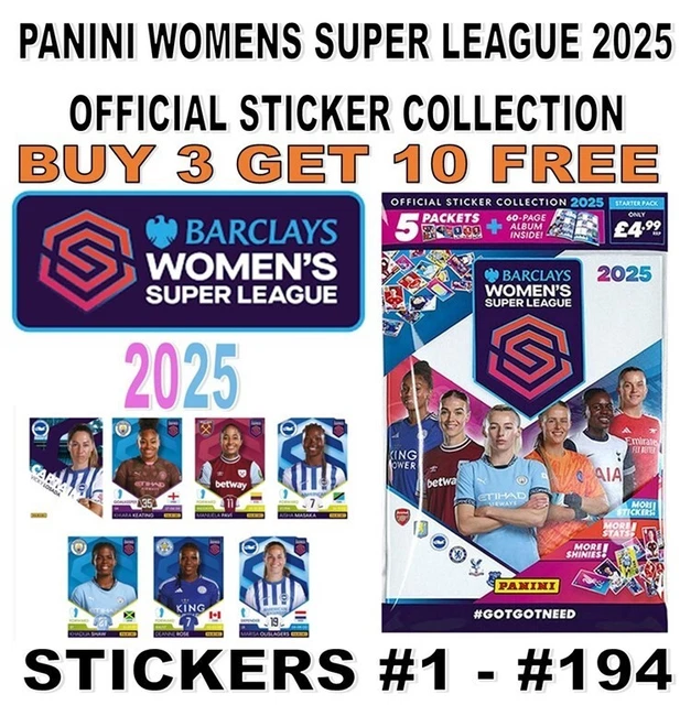 PANINI WOMENS SUPER League 2025 Stickers Collection Wsl 24/25 #1 - #194 ...