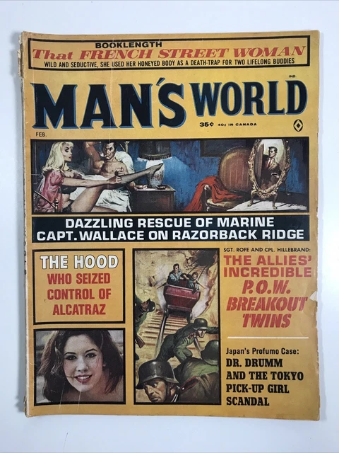 MAN'S WORLD MAGAZINE February 1964- man adventure pulp male GGA £14.84 ...